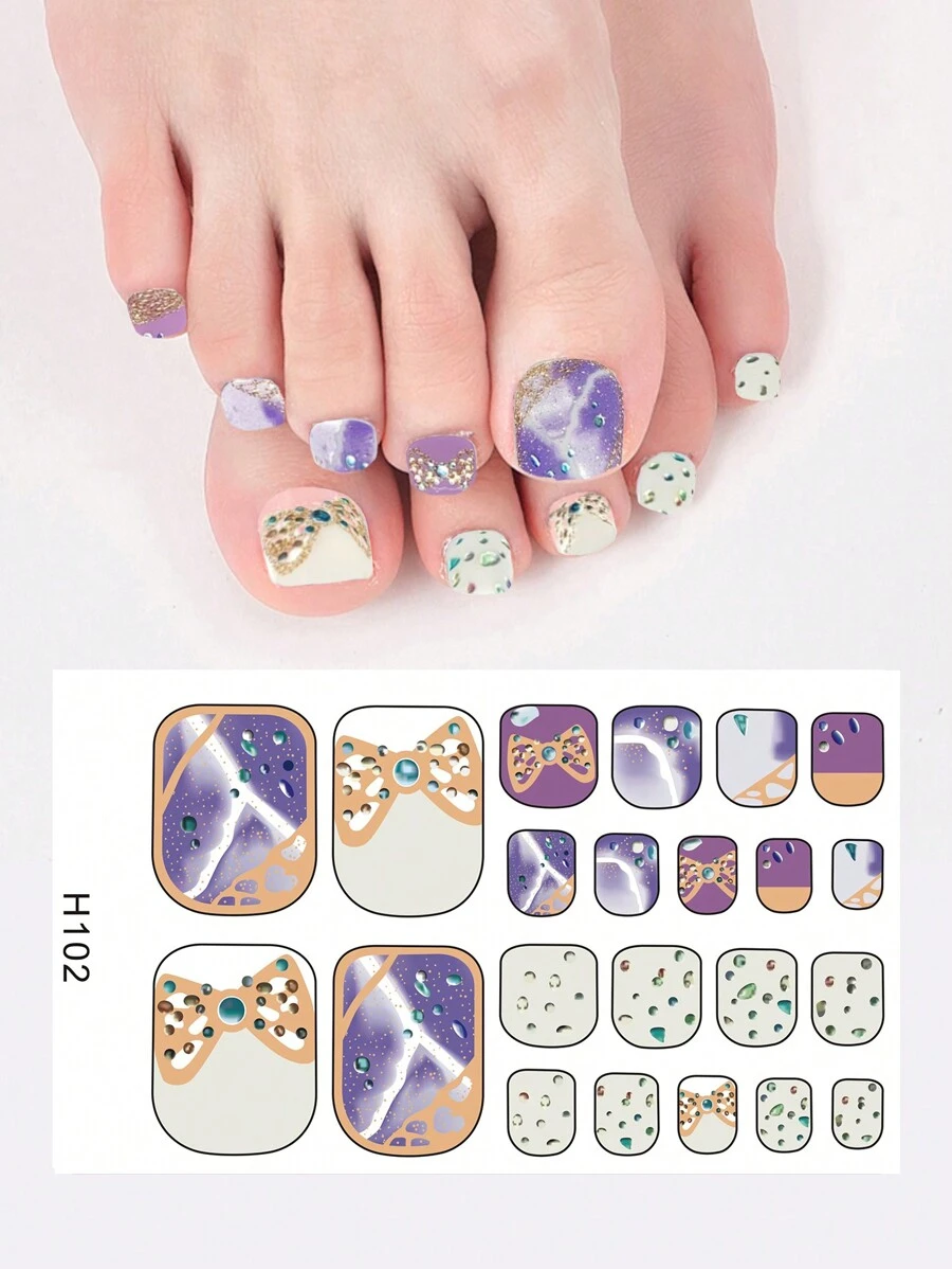 Full Wrap Toenail Stickers With Spring Flower Design, Self Adhesive ...