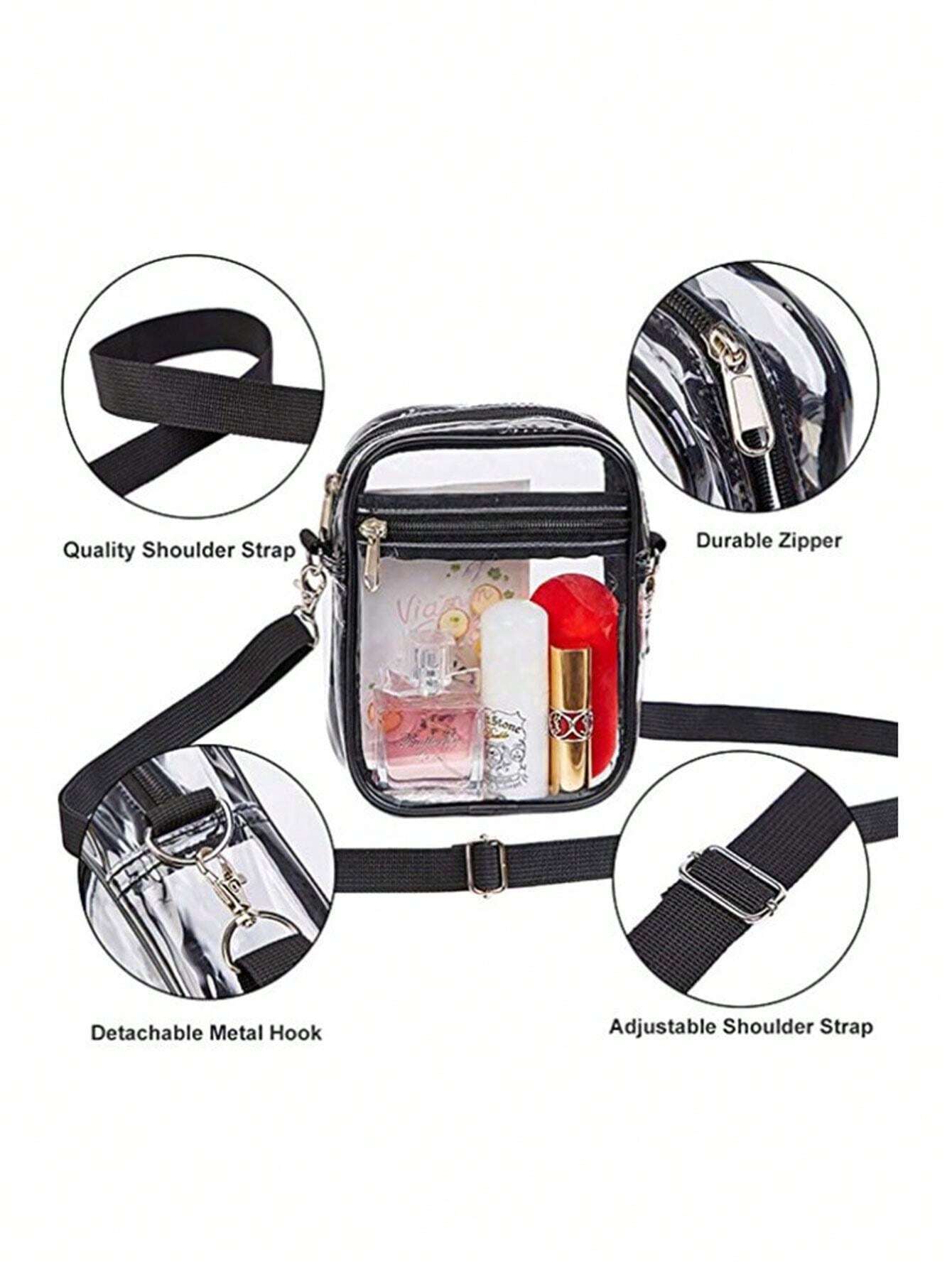 Minimalist Transparent Square Zipper Bag All Match Crossbody Bag ...