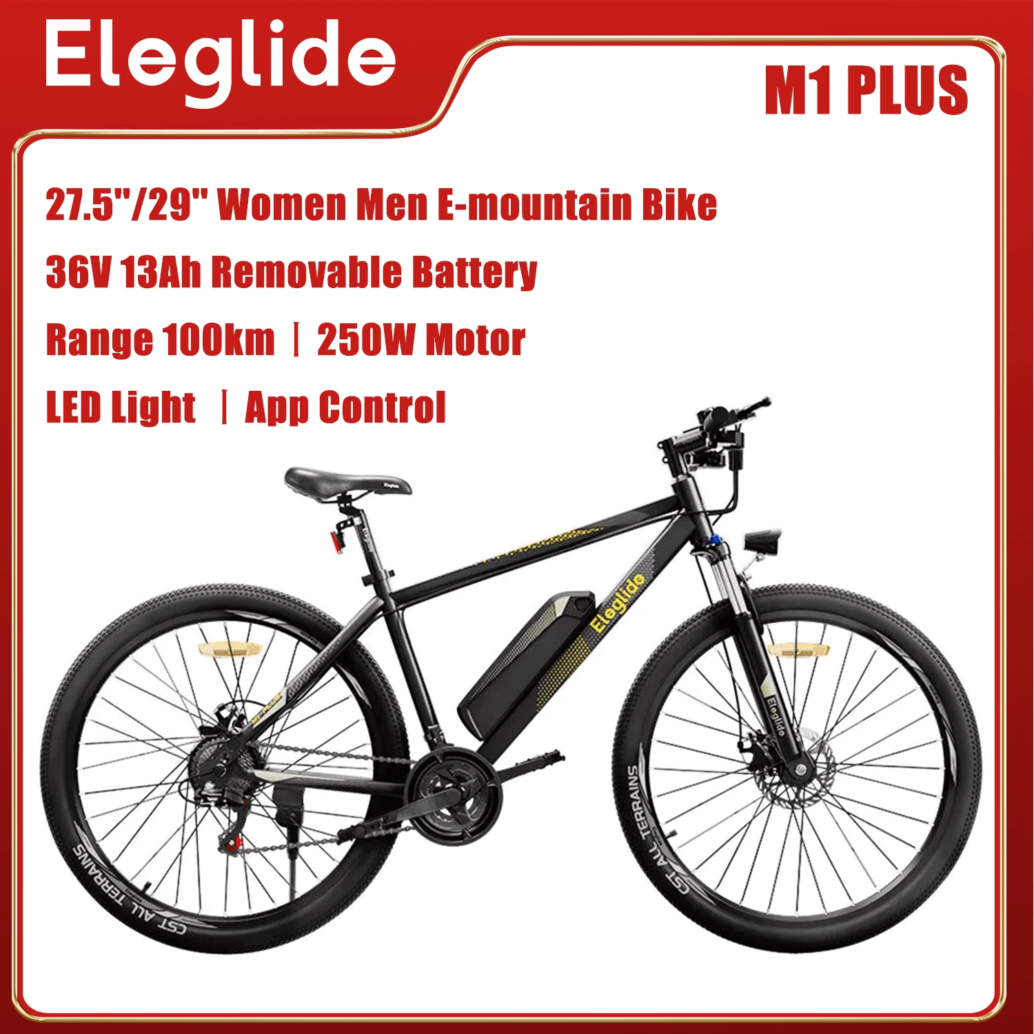 Eleglide M1 Plus 27.5/29 Inch E-Bike Women Men E-MTB, Electric Bike With 36V 13Ah Removable ...