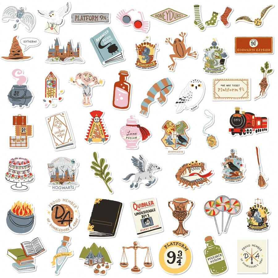 Harry Potter 100Pcs Cute Harry Potter Stickers,Cartoon Colorful Pet ...