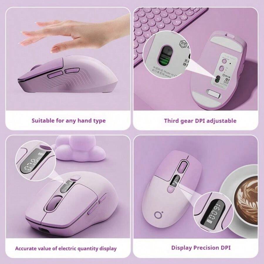 EWEADN Q1 Purple Wireless Office Mouse With External Power Display ...
