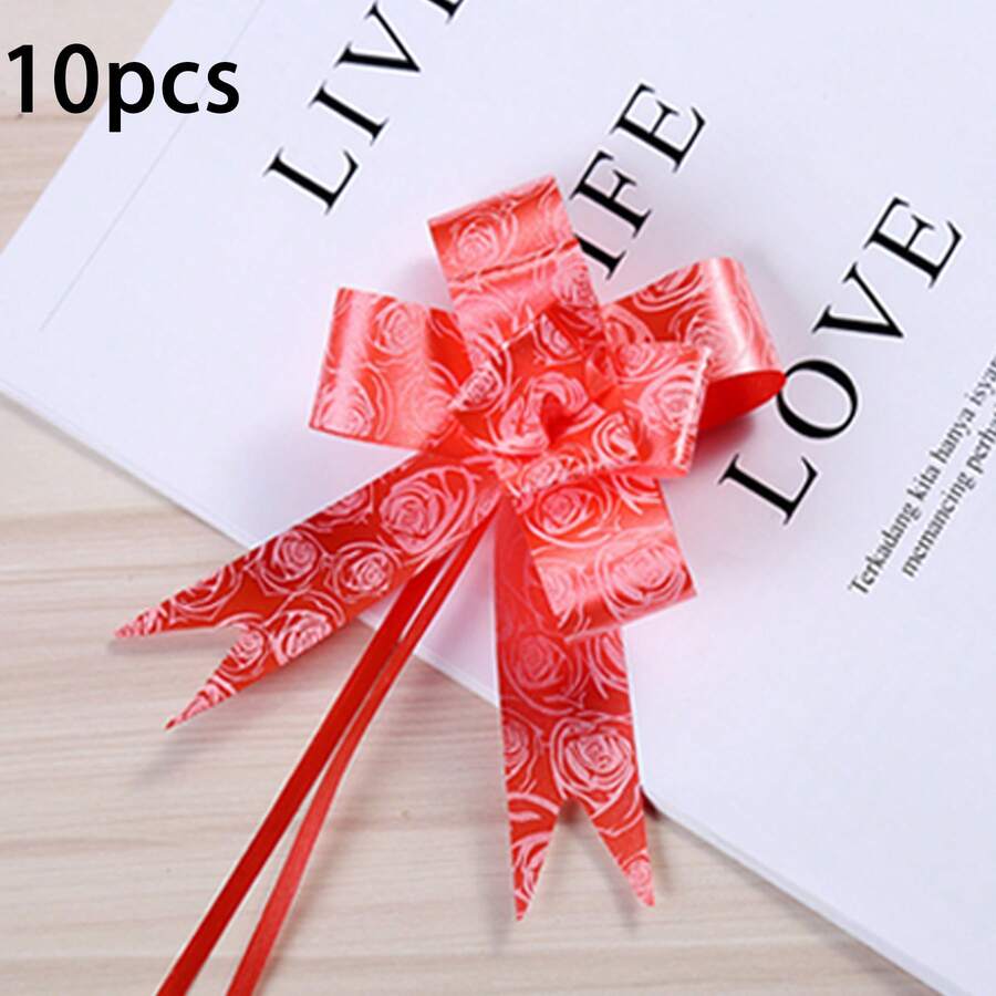 10pcs/Pack Assorted Color Pull Bow Gift Decorative Ribbons, Rose Bow ...