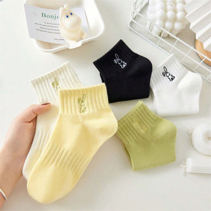 5 Double Sen Tie White Rabbit Socks For Women Socks Ins All Summer Thin ...