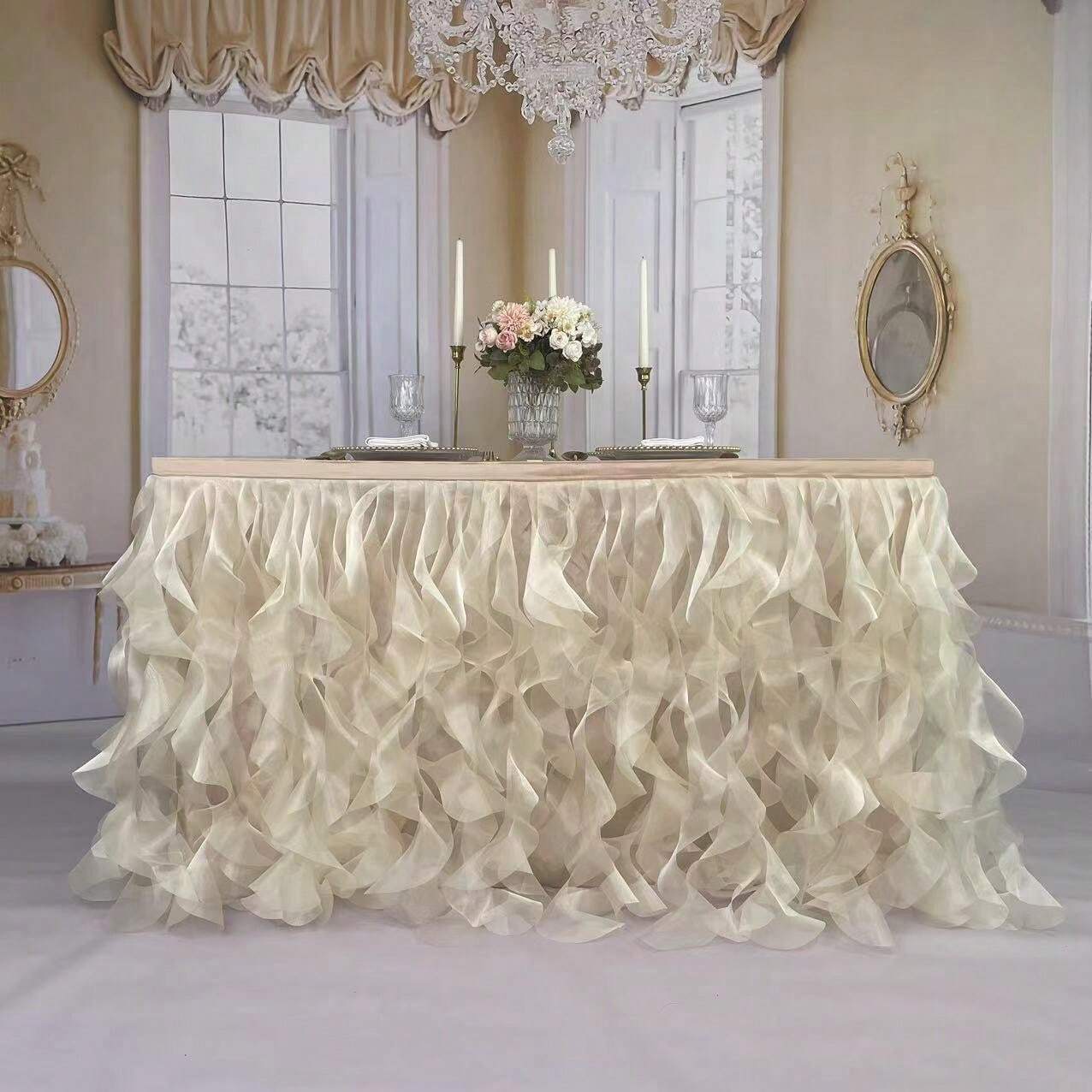 6 Feet Luxury Organza Table Skirt - Cascading And Floating Romance ...