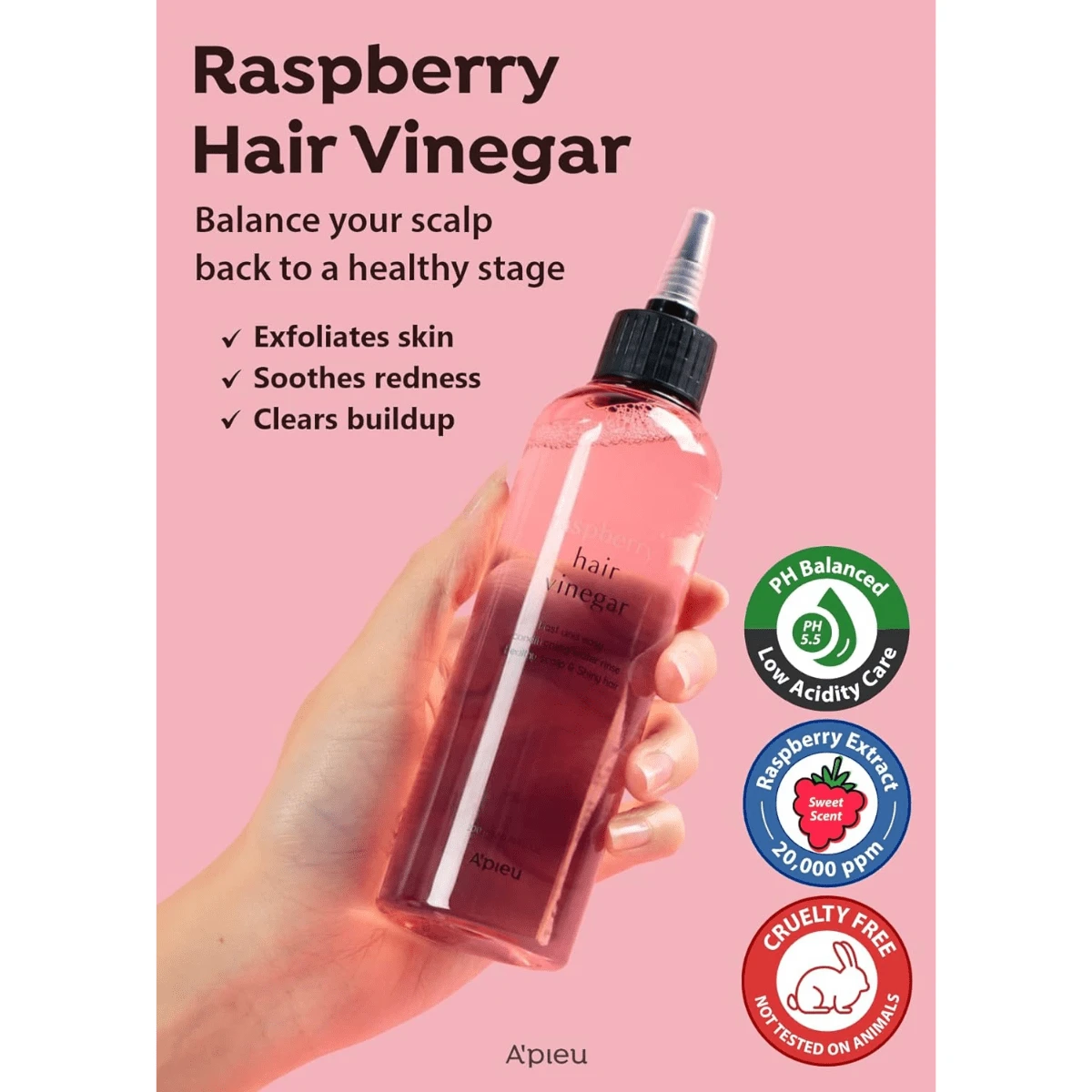 A'pieu Raspberry Hair Vinegar Rinse 200ml/6.76 Fl.Oz Balanced PH Shiny ...
