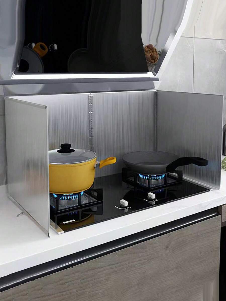 1pc Stainless Steel Kitchen Oil Splash Guard Plate, Gas Stove Cooking ...