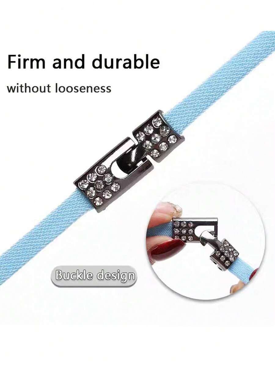 1 Pair New Rhinestone Clip Deduction Elastic Shoe Laces For Kids And ...