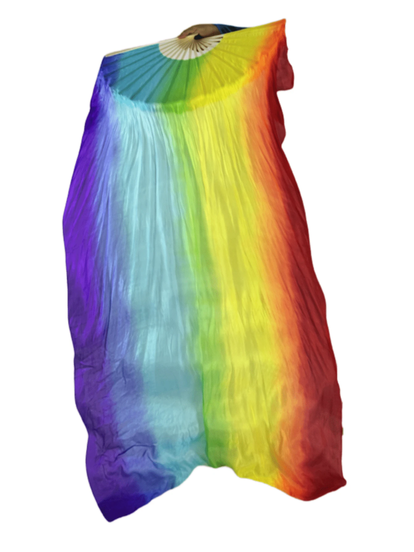 180cm Chinese Dance Fans, 7-Color Gradient Silk Long Fan For Belly ...