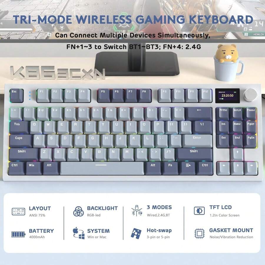 ATTACK SHARK K86 Wireless Mechanical Keyboard Apex Pro TKL 75%, 2.4G/BT ...
