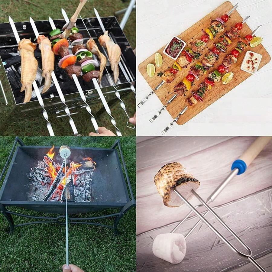 Grill Sticks 8 Pieces Expandable 32 Inch Long Metal Grill Skewers For ...