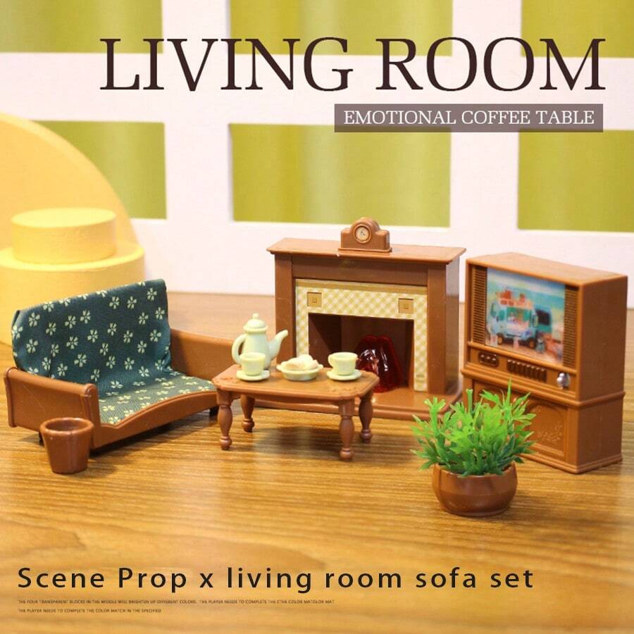 Miniature Dollhouse Furniture Living Room Bedroom Scene Simulation Toy ...