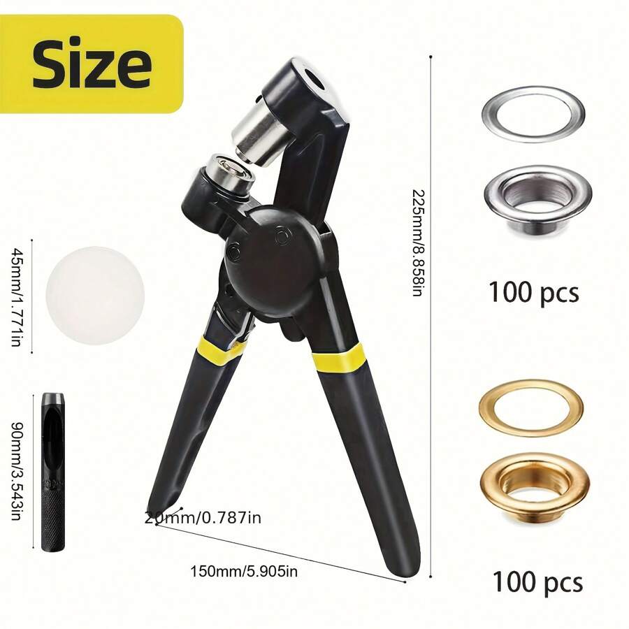 Eyelet Punch Kit With 200 Pcs 10mm Eyelets, Complete Eyelet & Grommet ...