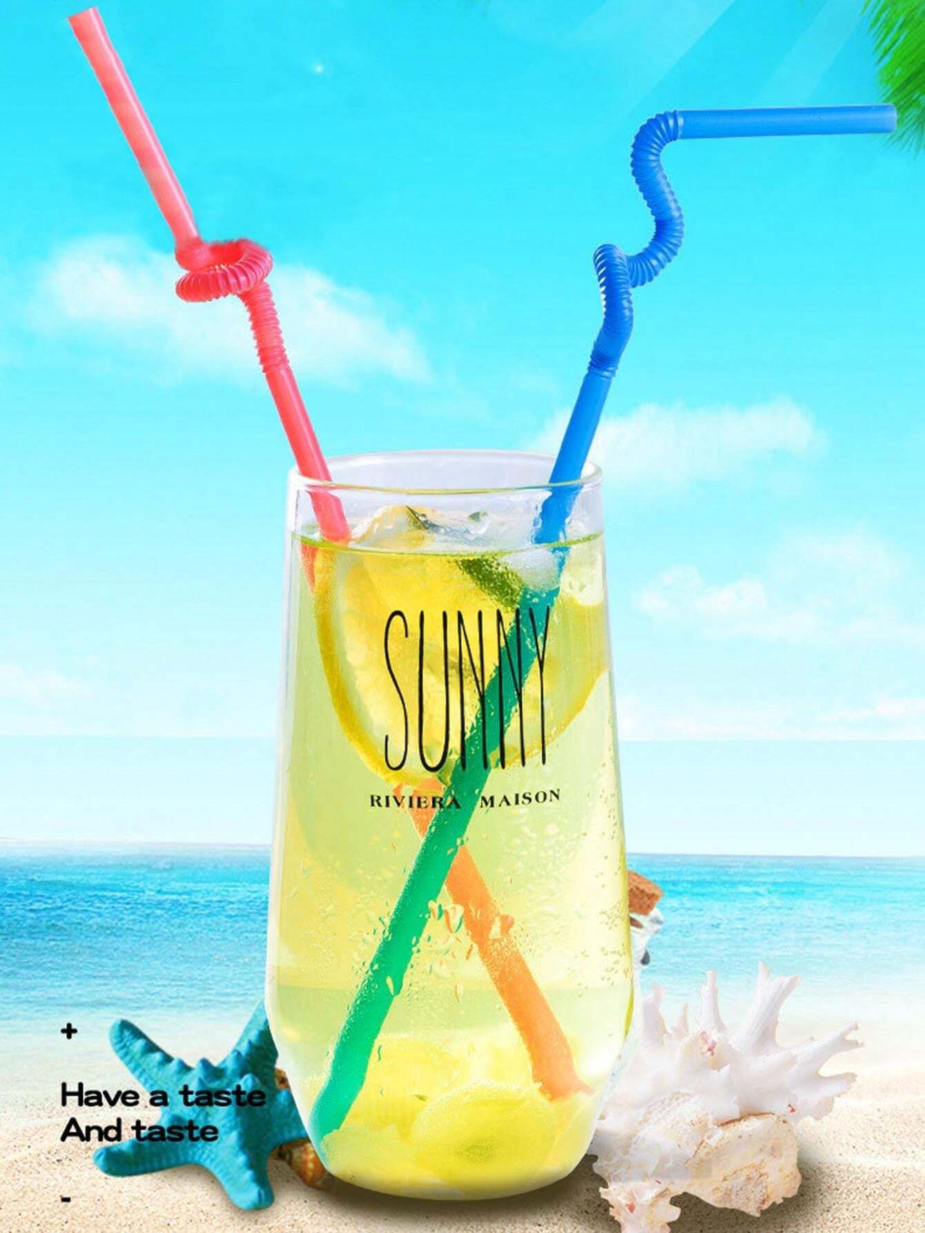 100PCS Flexible Plastic Straws, Colorful Disposable Bendable Party ...