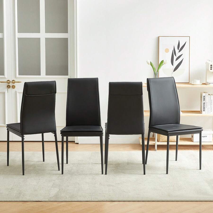 HomyGoods, Dining Chairs Set Of 4, Black Modern Kitchen Chair With ...