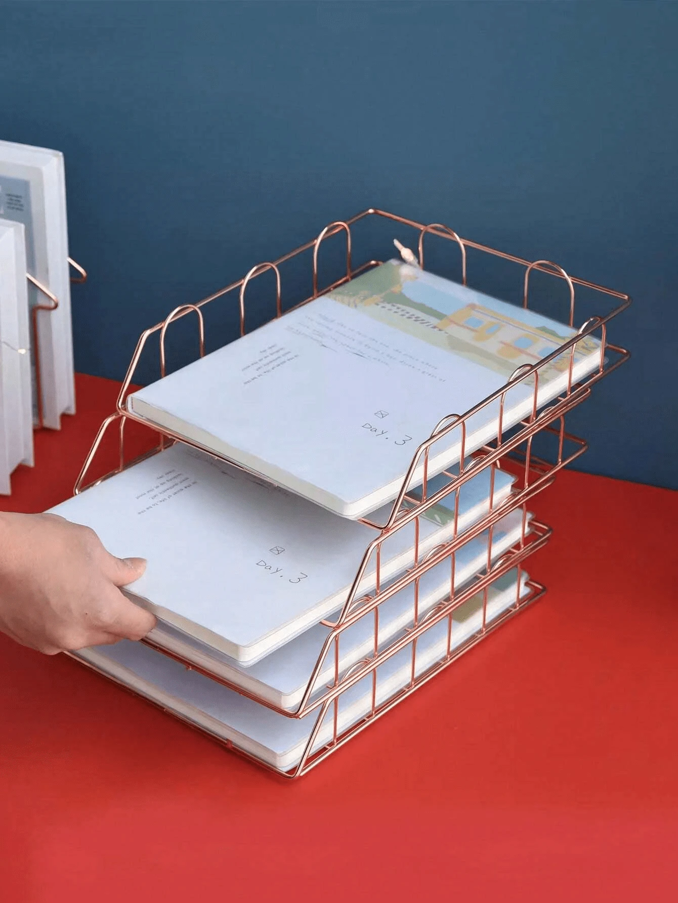 2pcs Desktop A4 Foldable File Rack For Office And Study, Rose Gold ...