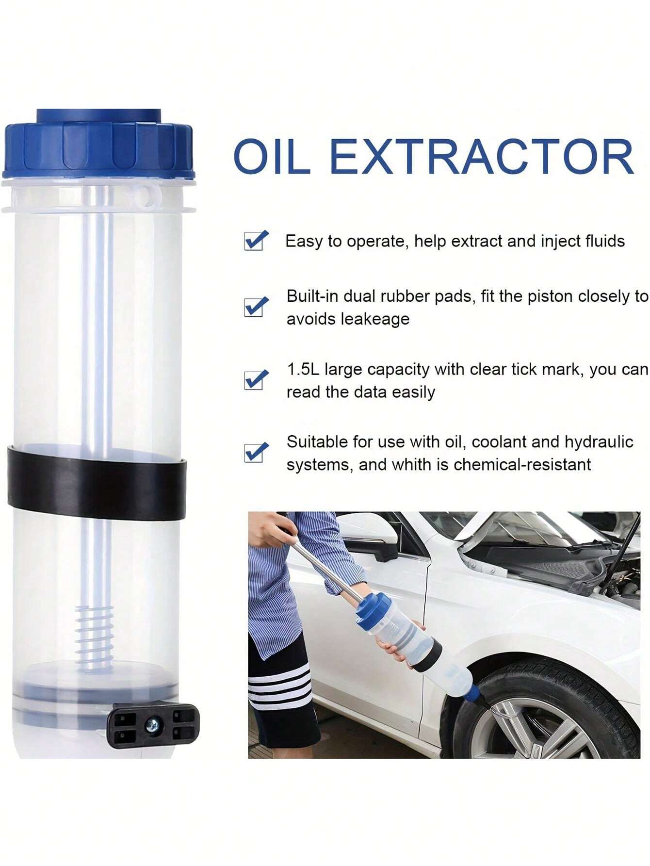 1.5L OilFluid Extractor Filling Oil Change Syringe Bottle Transfer ...