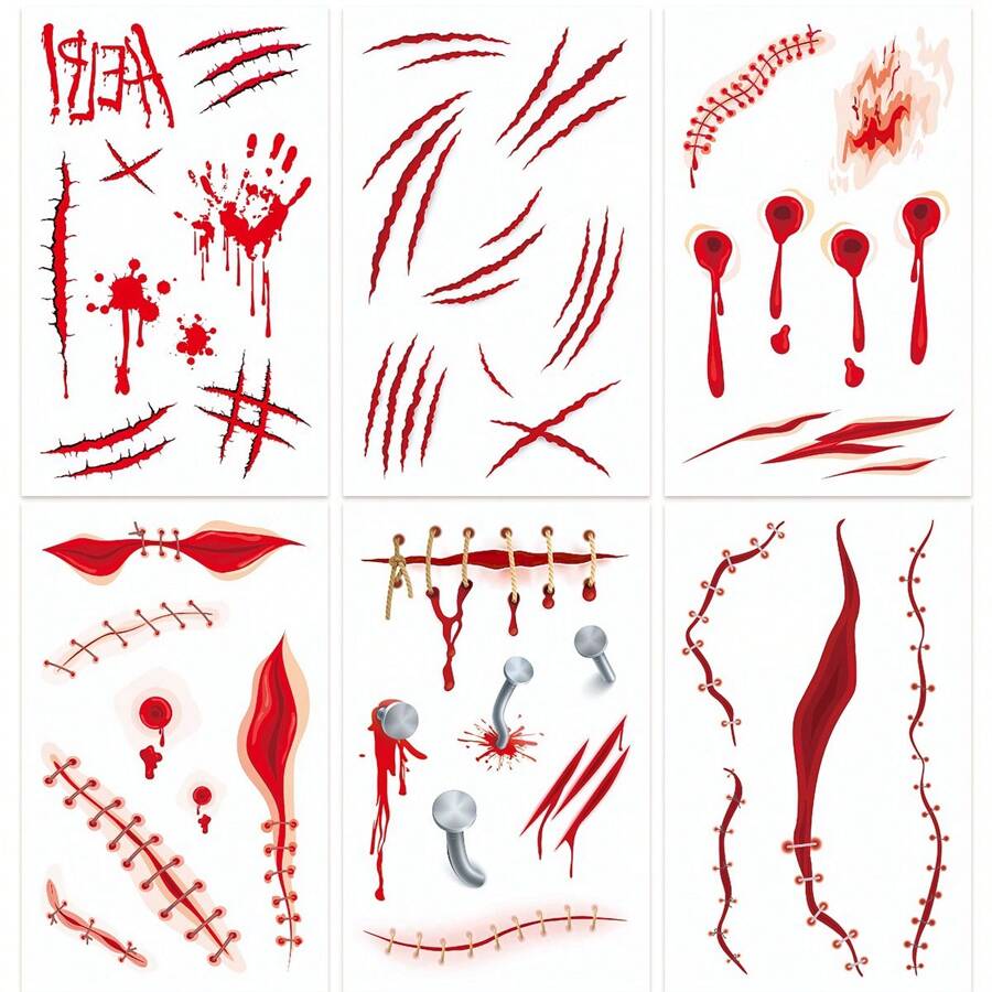 Tatuaje facial de Halloween, etiqueta engomada temporal falsa de ...