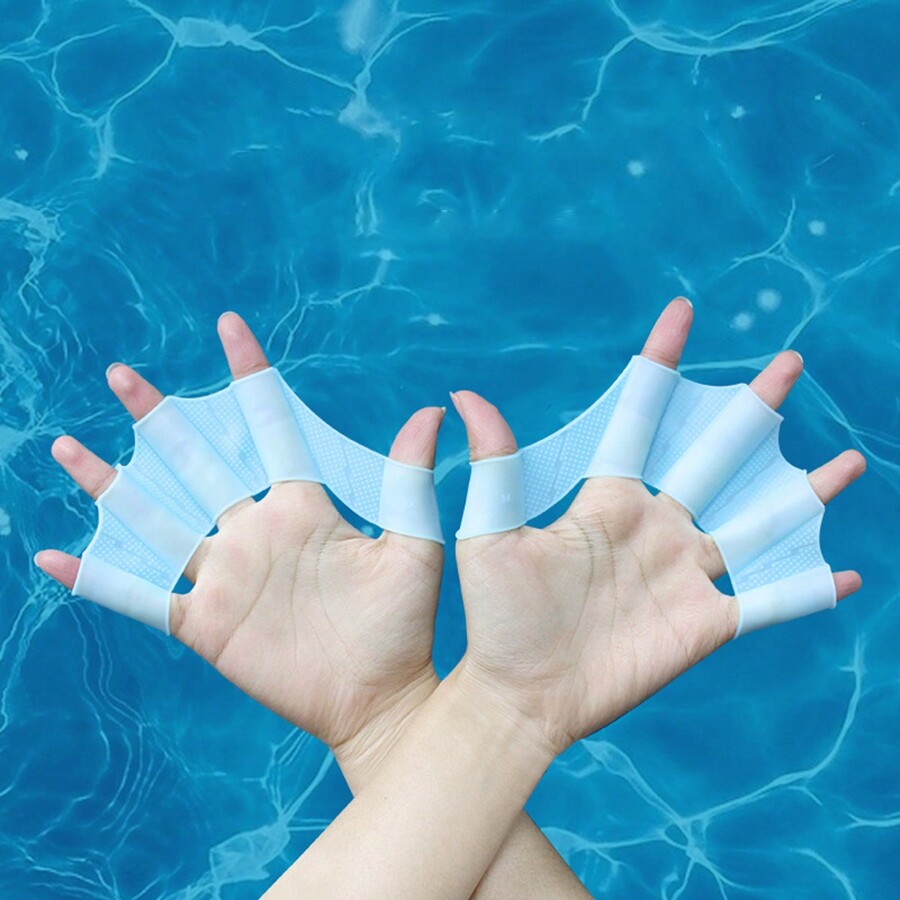 2pcs Silicone Hand Paddles Swim Training Gloves For Adults And Teenagers In Free-Style Swimming ...