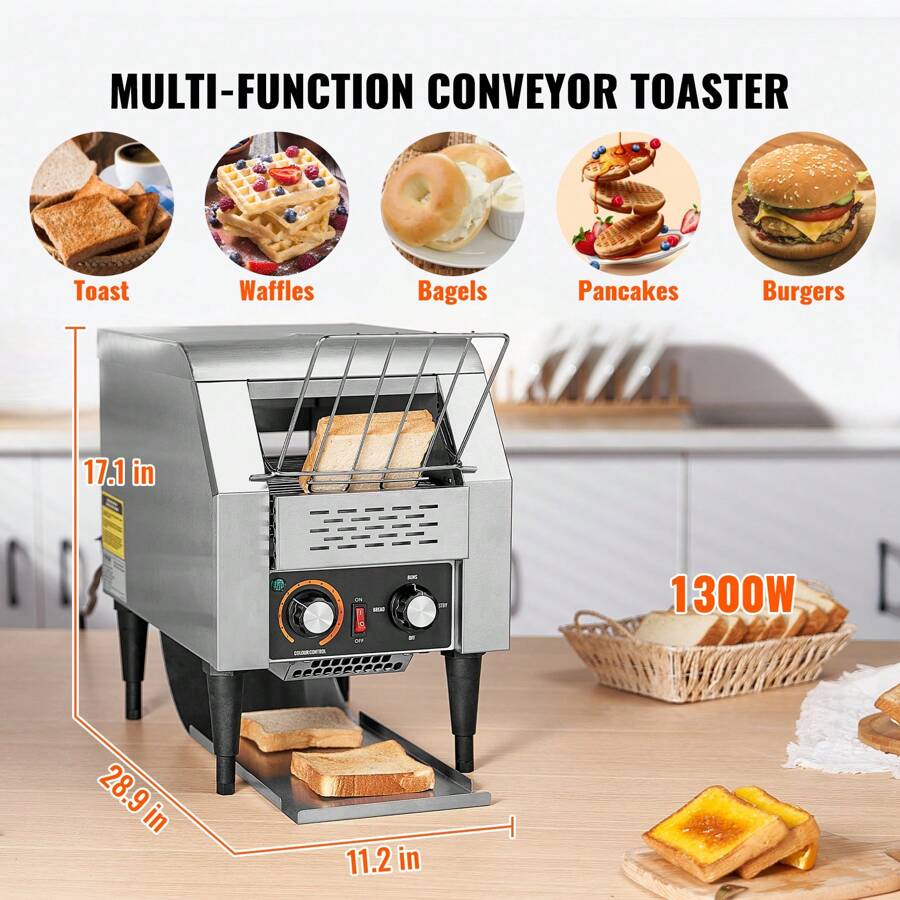 Commercial Conveyor Toaster, 150 Slices/Hour Conveyor Belt Toaster ...