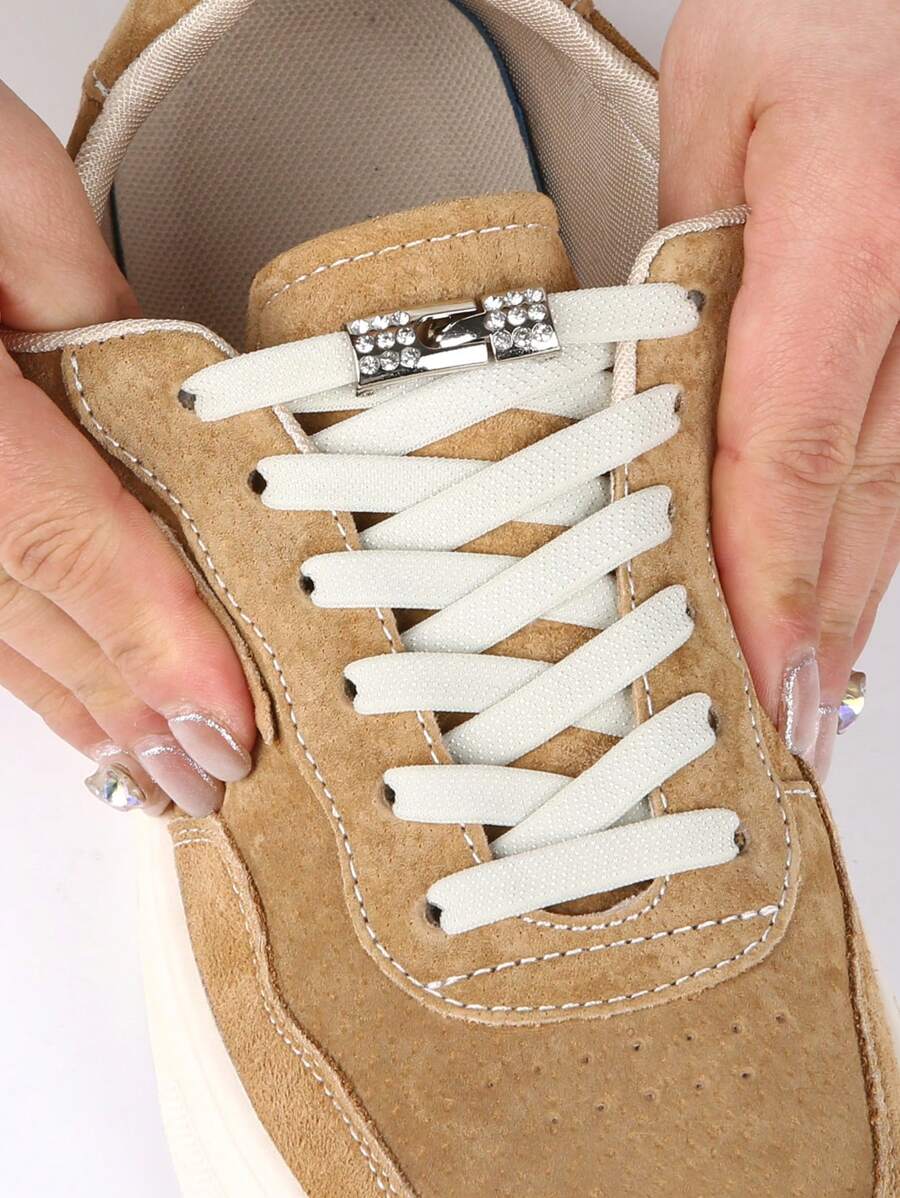 1 Pair New Rhinestone Clip Deduction Elastic Shoe Laces For Kids And ...