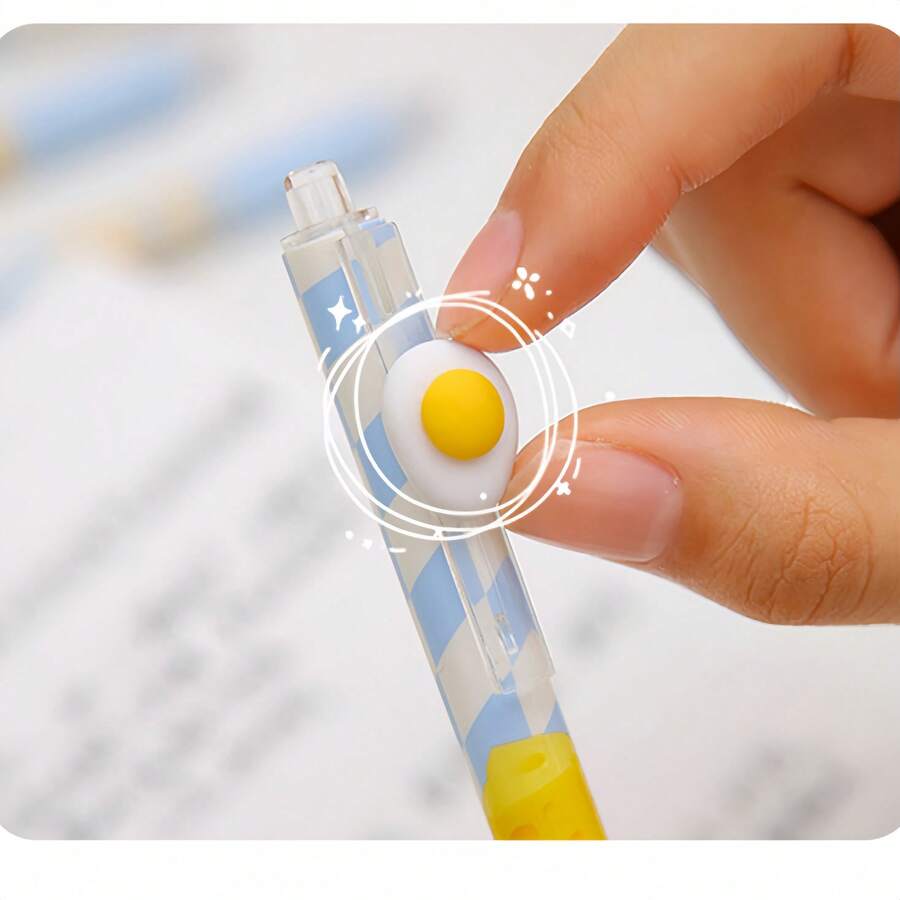 6pcs Sea Salt Cheese Designed Neutral Push Pens, High-Value Japanese ...