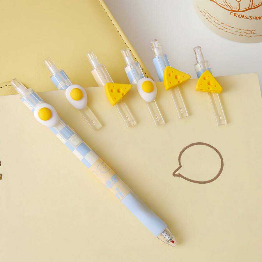 6pcs Sea Salt Cheese Designed Neutral Push Pens, High-Value Japanese ...