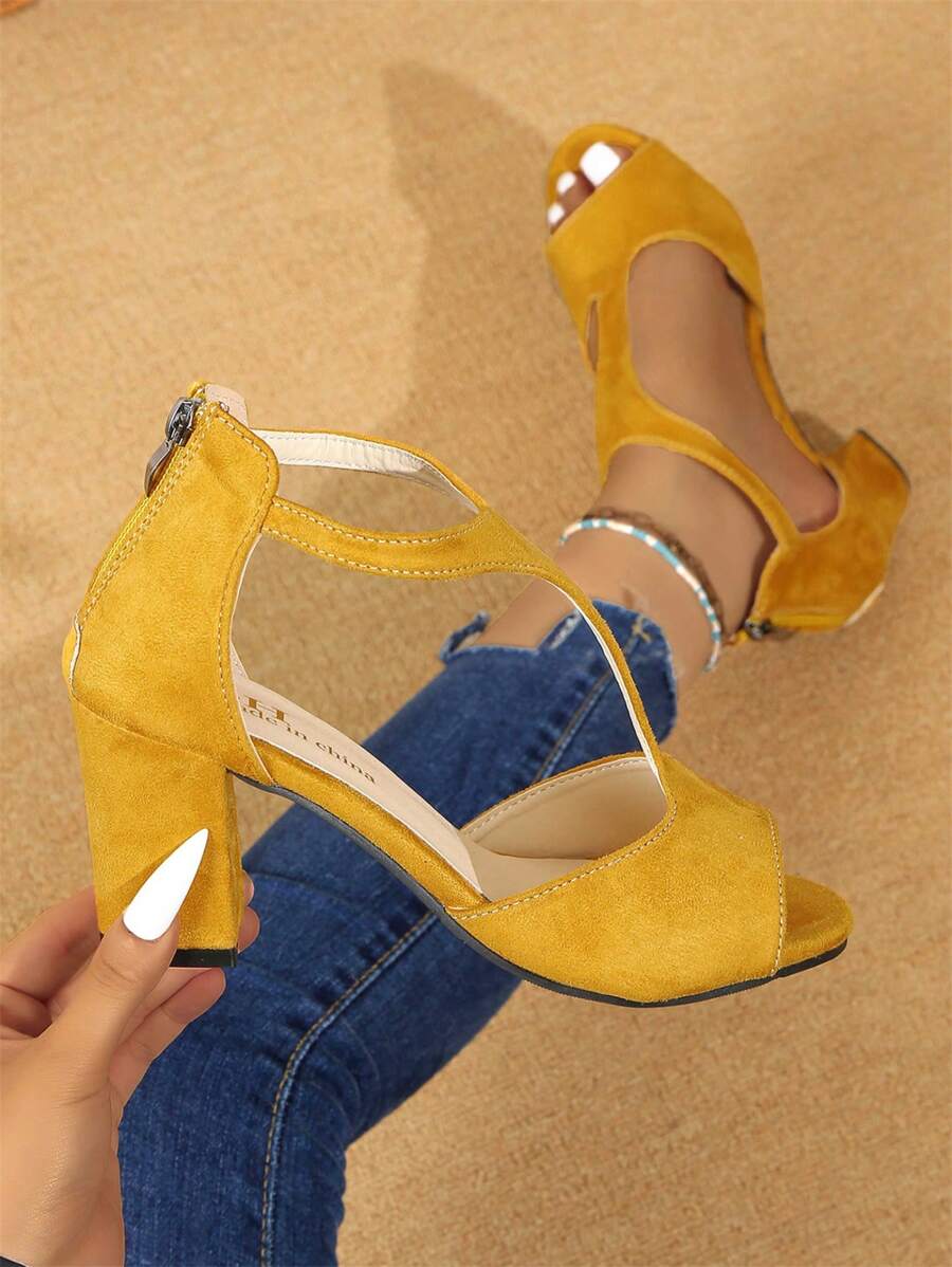Women's Chunky Heel T-Strap Peep Toe Casual Comfortable Sandals, 7CM ...