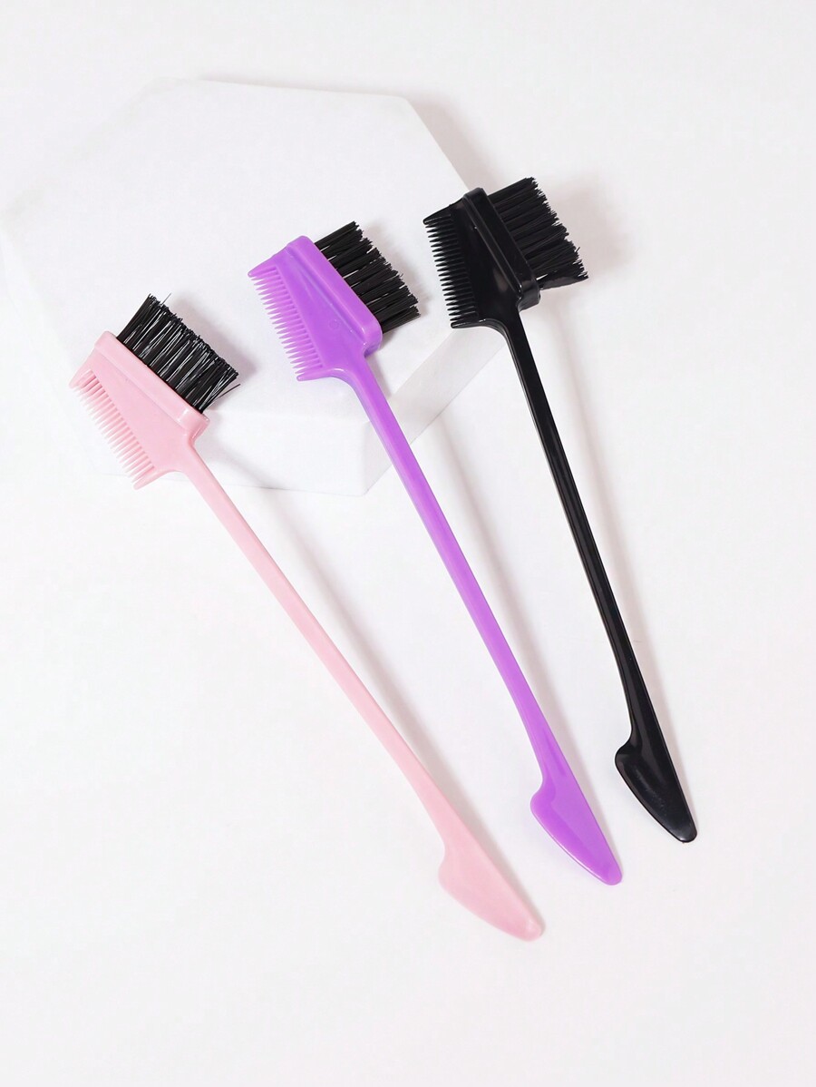 3 Edge Control Brushes, Combs On Both Sides In One, Hair Salon Edge ...