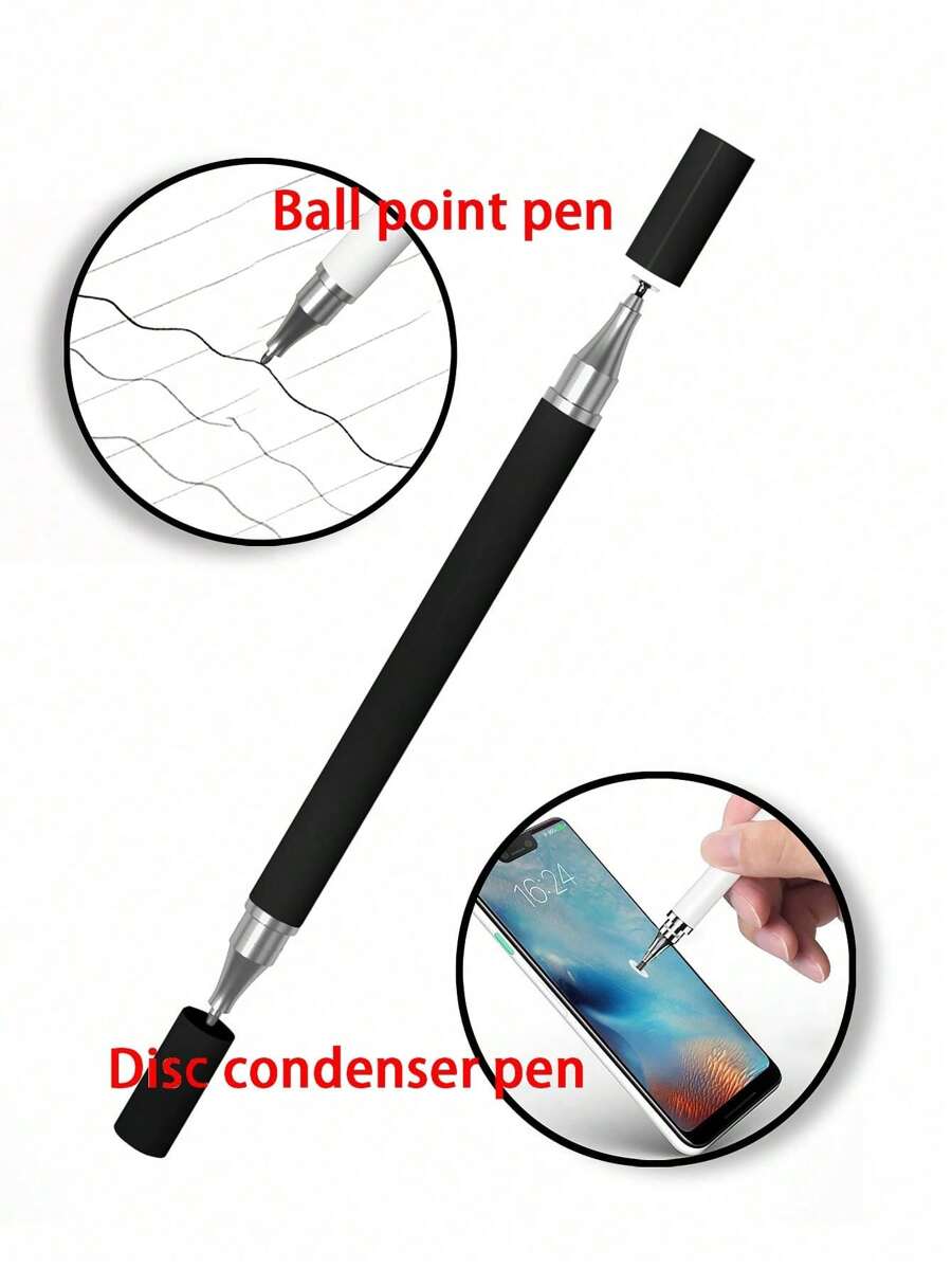 1pc Black Touch Screen Capacitive Stylus Pen For Smartphones And Tablets, Dual-Use Ballpoint Pen ...