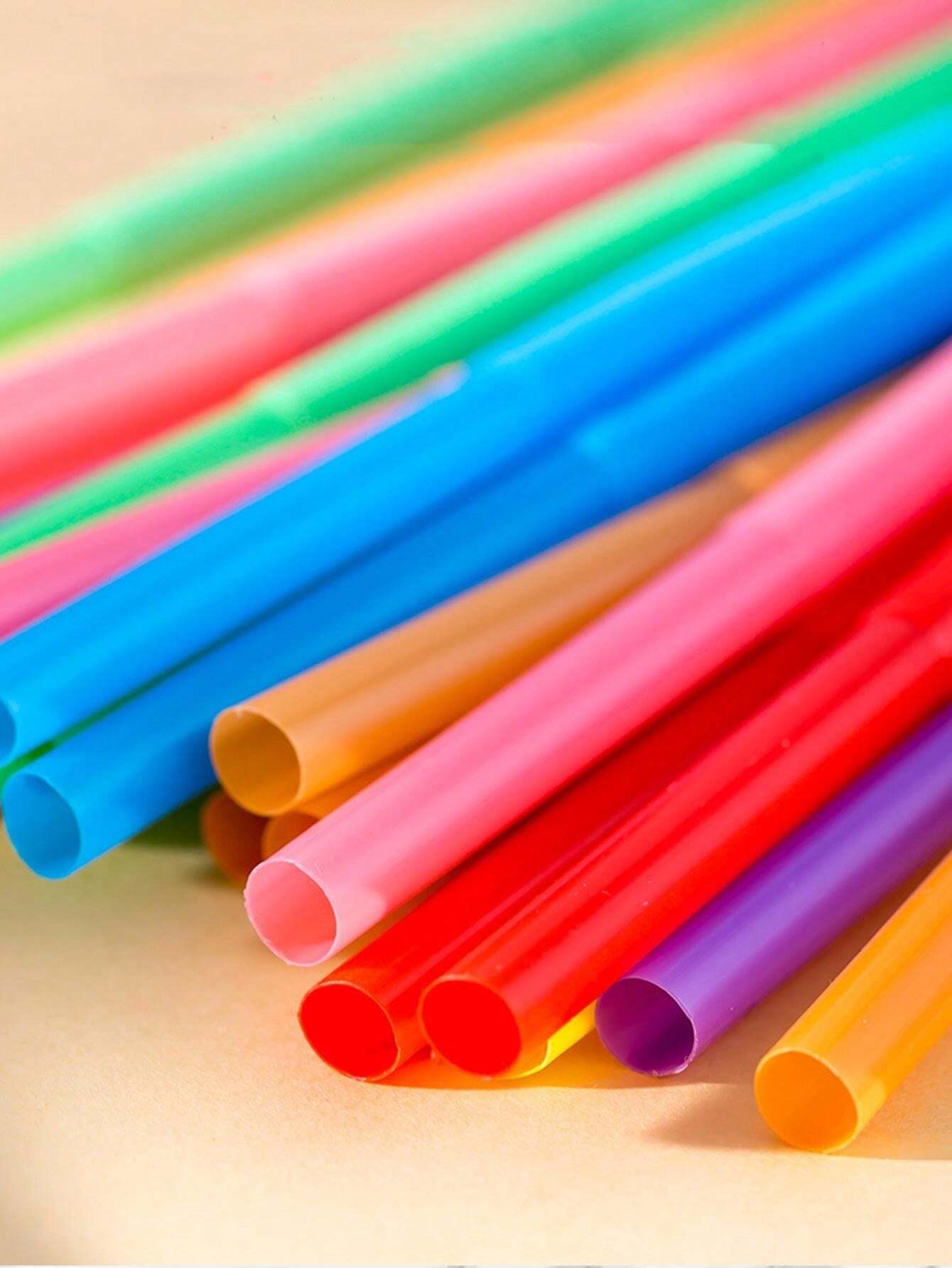 100PCS Flexible Plastic Straws, Colorful Disposable Bendable Party ...