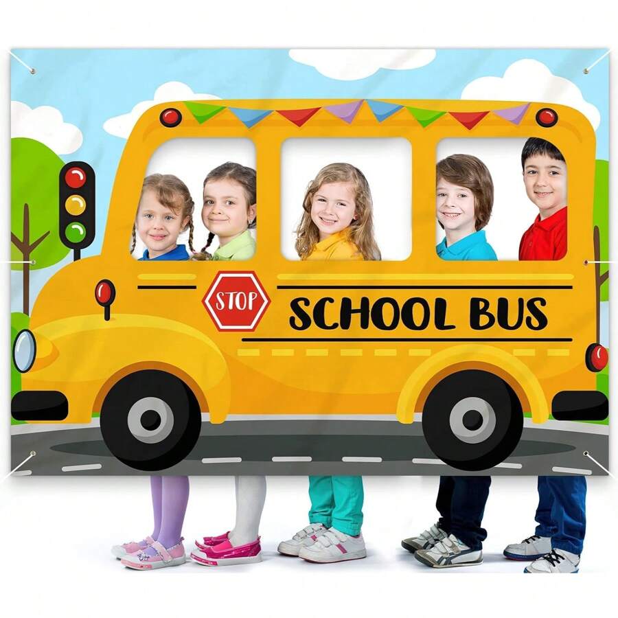 1.5*1.0m School Bus Photo Backdrop Photography Decoration For Back-To ...