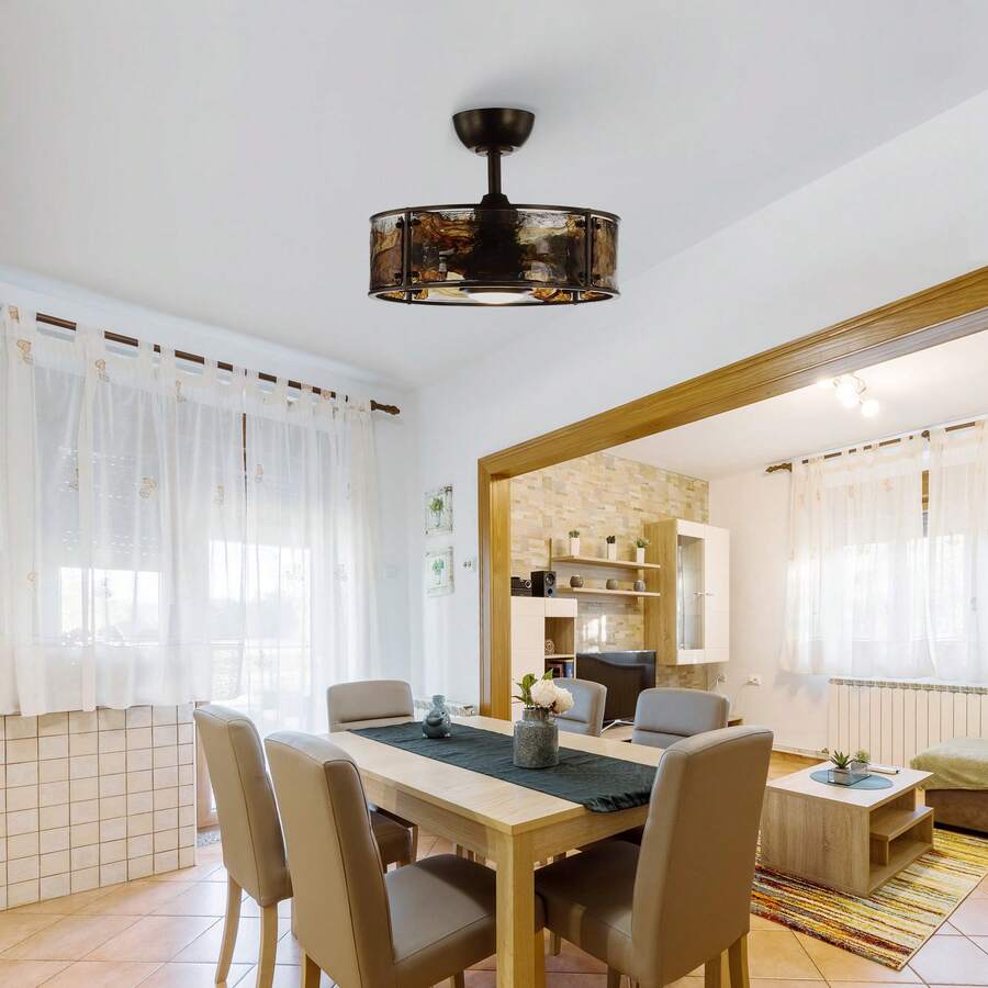 21 In. Ganga Modern DC Motor Downrod Mount Reversible Ceiling Fan With ...