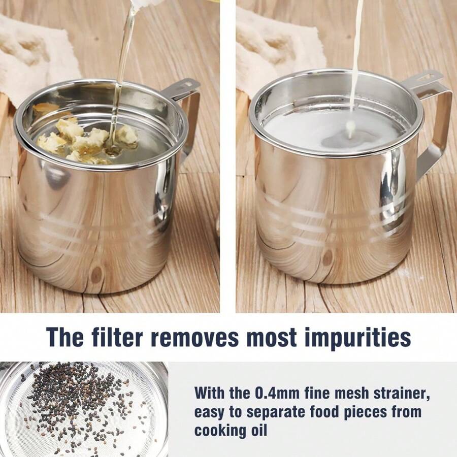 Grease Container Stainless Steel Bacon Grease Saver With Fine Mesh ...