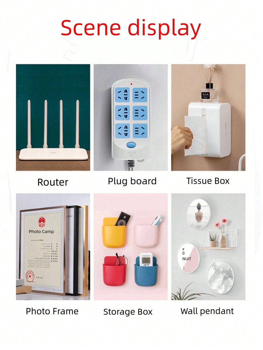 10 Pairs Multi-Functional Adhesive Hooks For Wall-Mounted Router Shelf ...