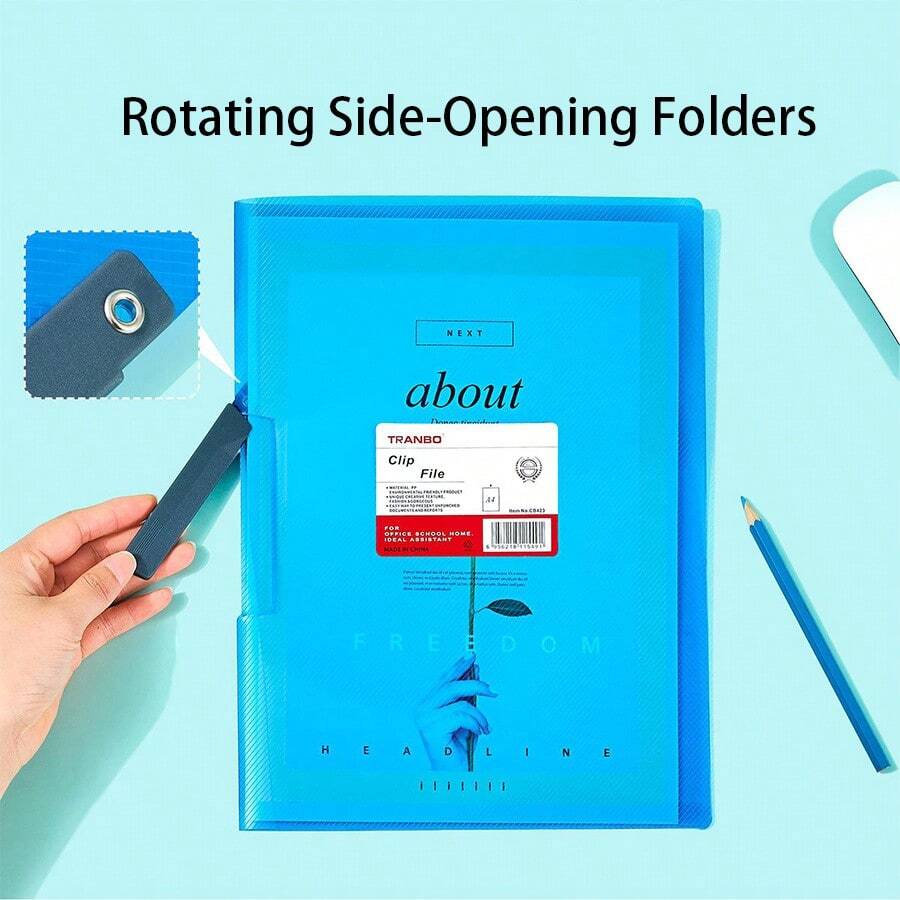Rotating Folder, Colorful And Simple Style PP Transparent Swinging Report Folder For Lovers ...