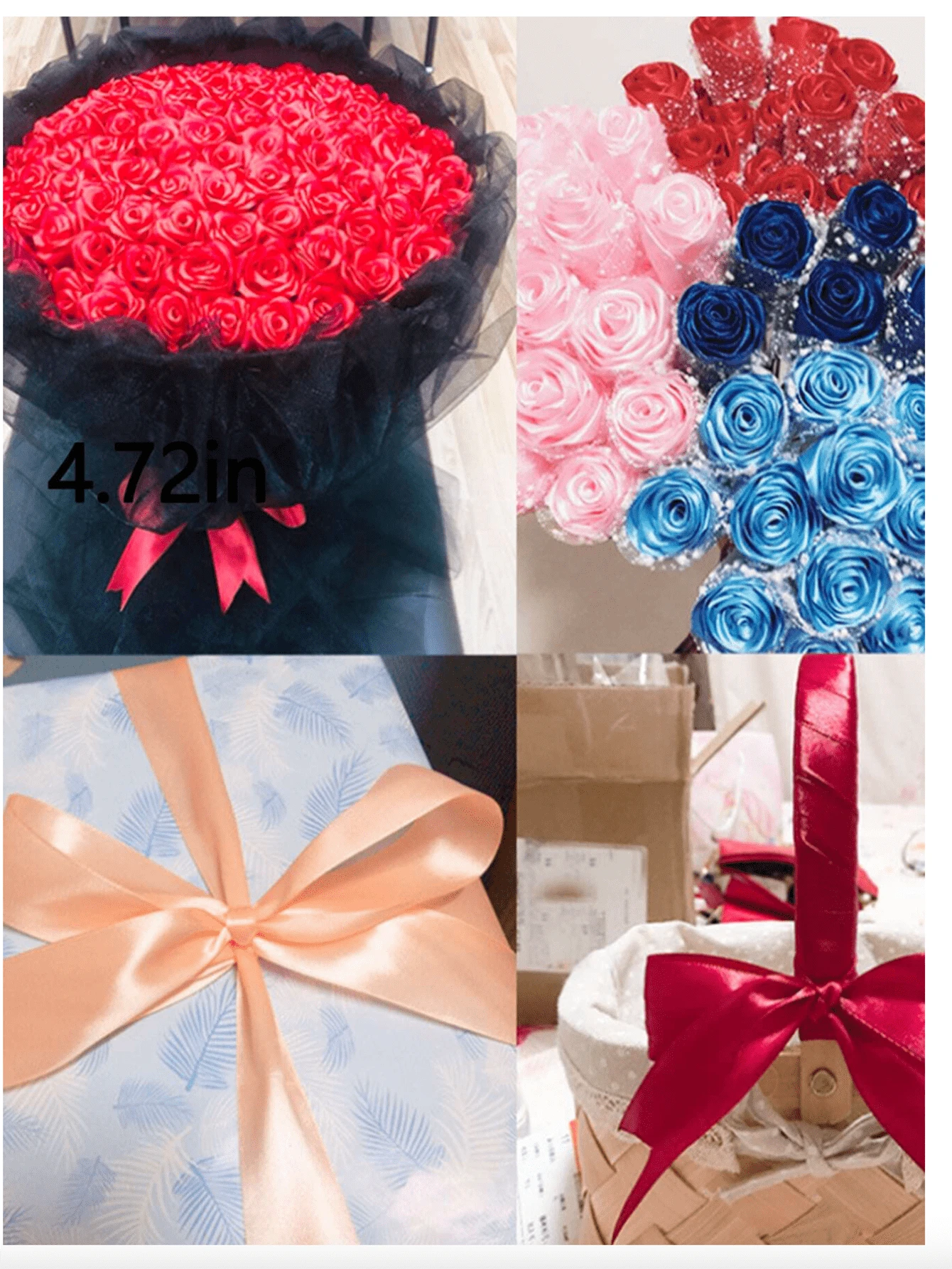 1pc 4cm Wide DIY Rose Flower Material Satin Ribbon, For Decorating ...
