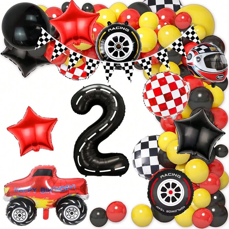Race Car 2nd Birthday Party Balloons, 2 Fast Birthday Party Decorations ...