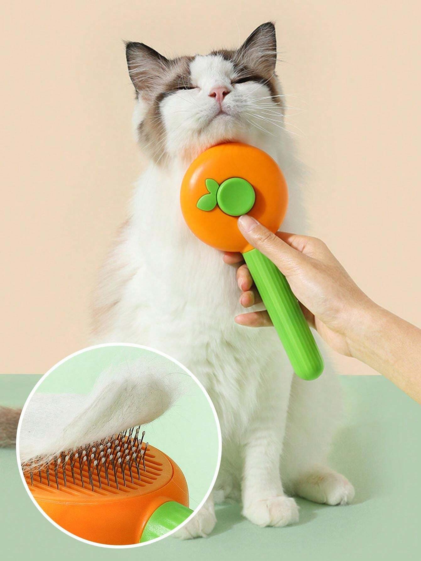 Cat Grooming Brush Self Cleaning Spike Rake For Dogs Cats Pets Kittens ...