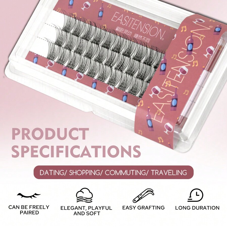 Natural Thick False Eyelash Cluster 36 Clusters Per Box Convenient And ...