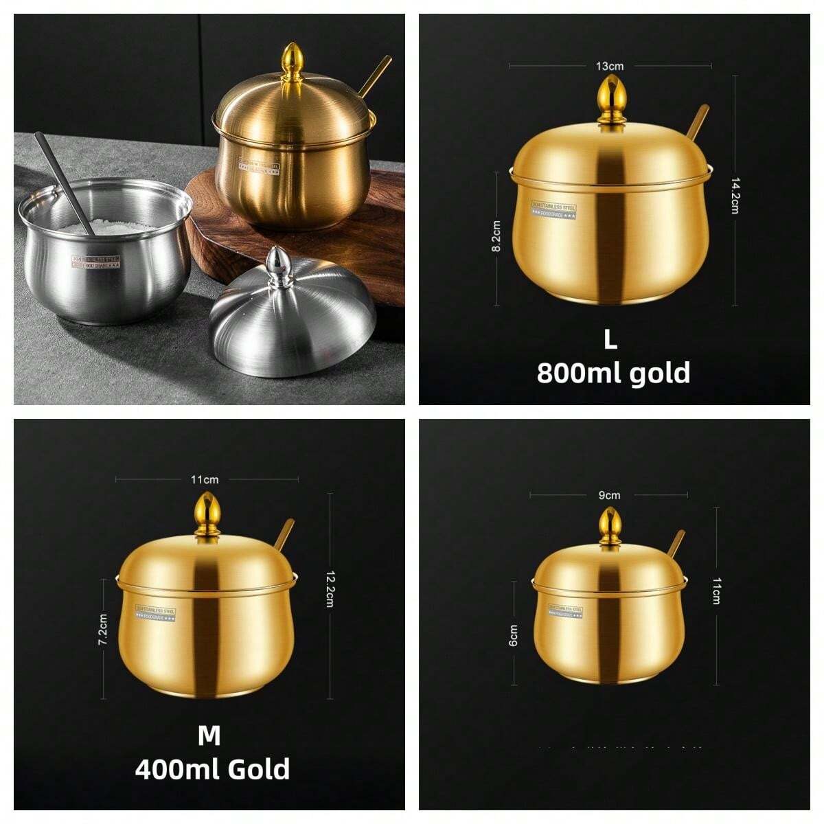 1pcs304 Stainless Steel 800ML Large Capacity Seasoning Tank, Sugar Tank ...