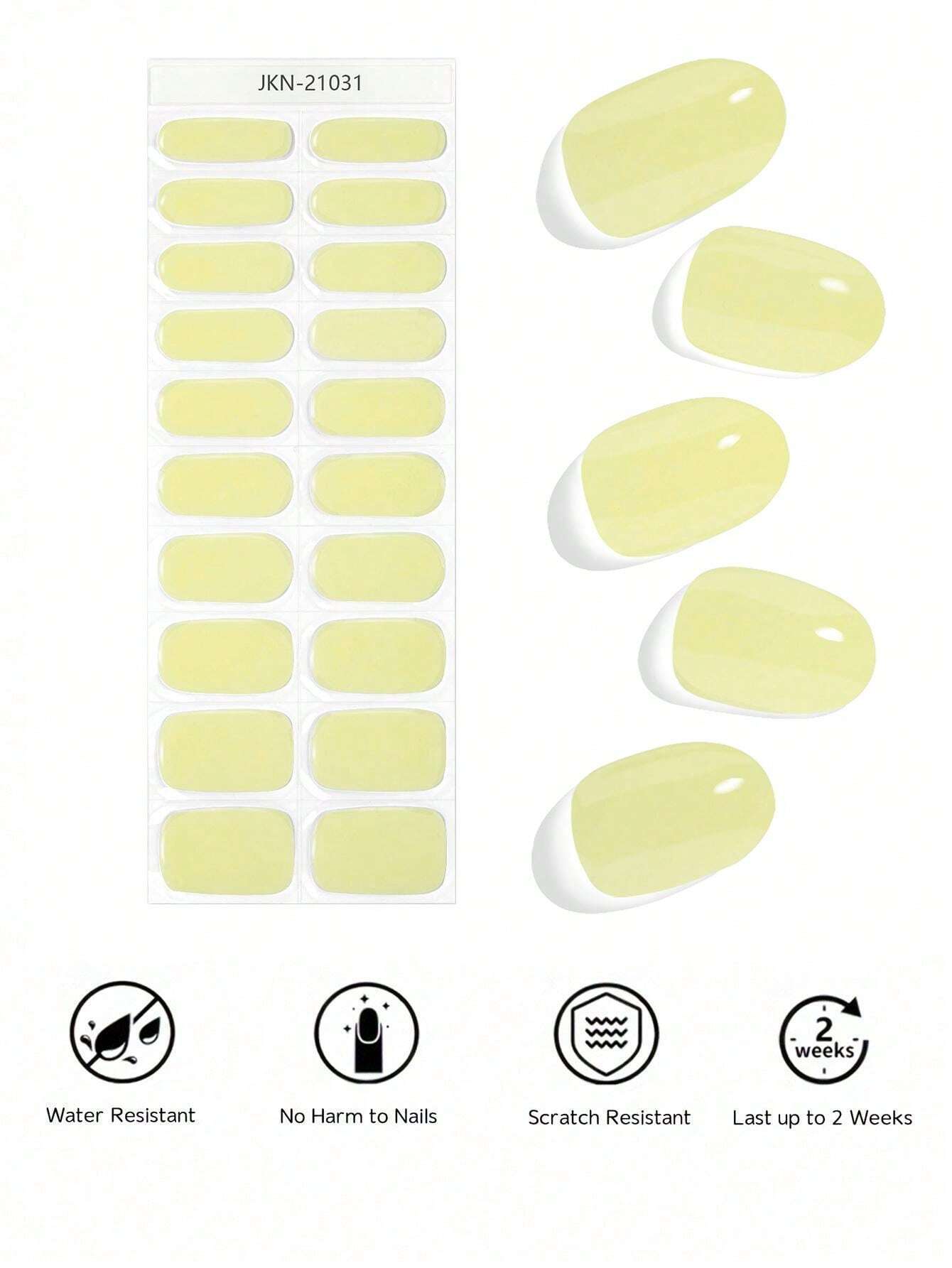 20pcs Half-Cured Nail Polish Stickers With UV Gel, Adhesive And ...