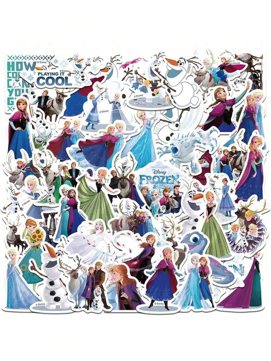 50Pcs/Set Genuine Disney Cartoon Frozen Elsa Anna Stickers DIY Phone ...