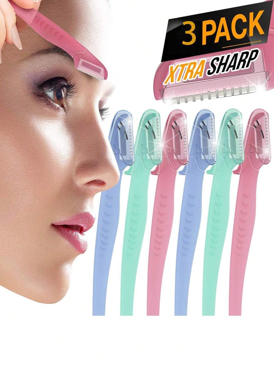 3 Pcs Eyebrow Razor Trimmer [Ultra Precision] Disposable Facial Hair ...