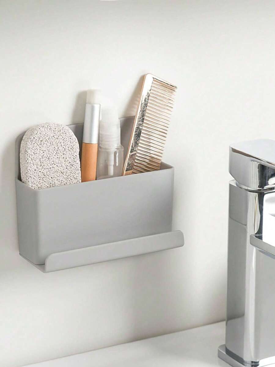 1pc Gray Wall-Mounted Storage Shelf, No-Punch TV Air-Conditioner Remote ...