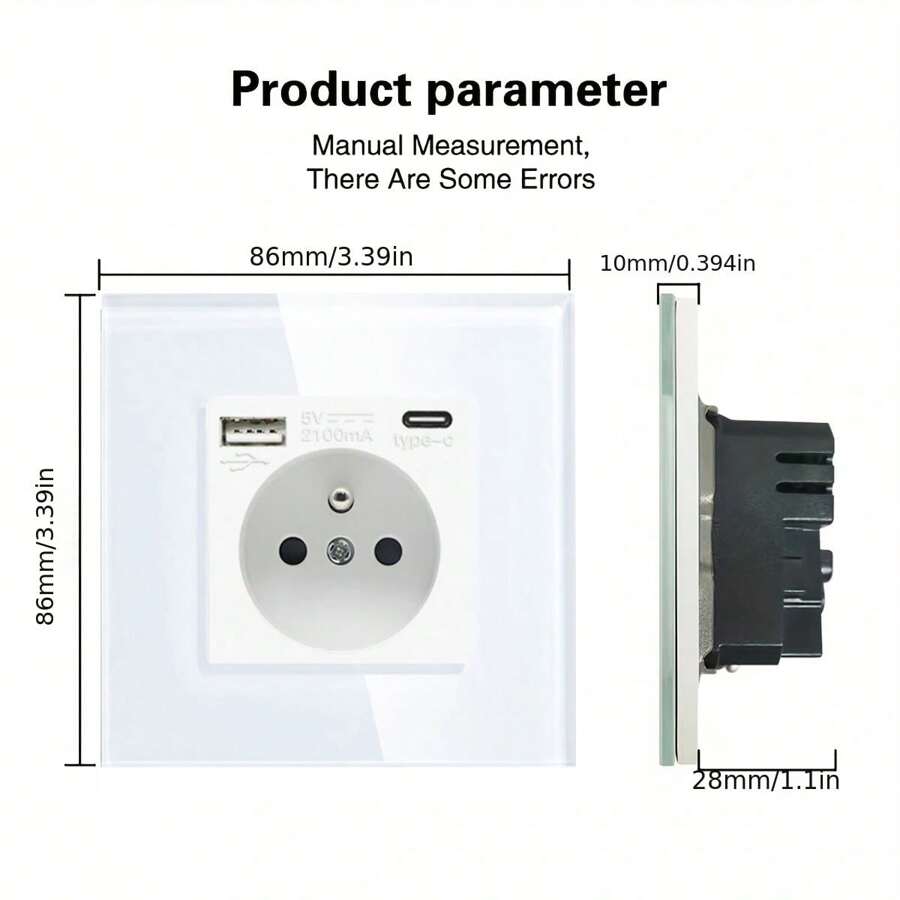 EU Standard French Outlet Type 86, Single Power Socket, 16A USB Type-C Mobile Phone Charger Wall ...