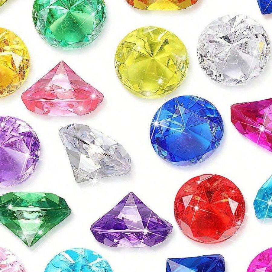 60pcs Random Color Diving Gems Pool Toys Large Acrylic Big Gems Pirate ...