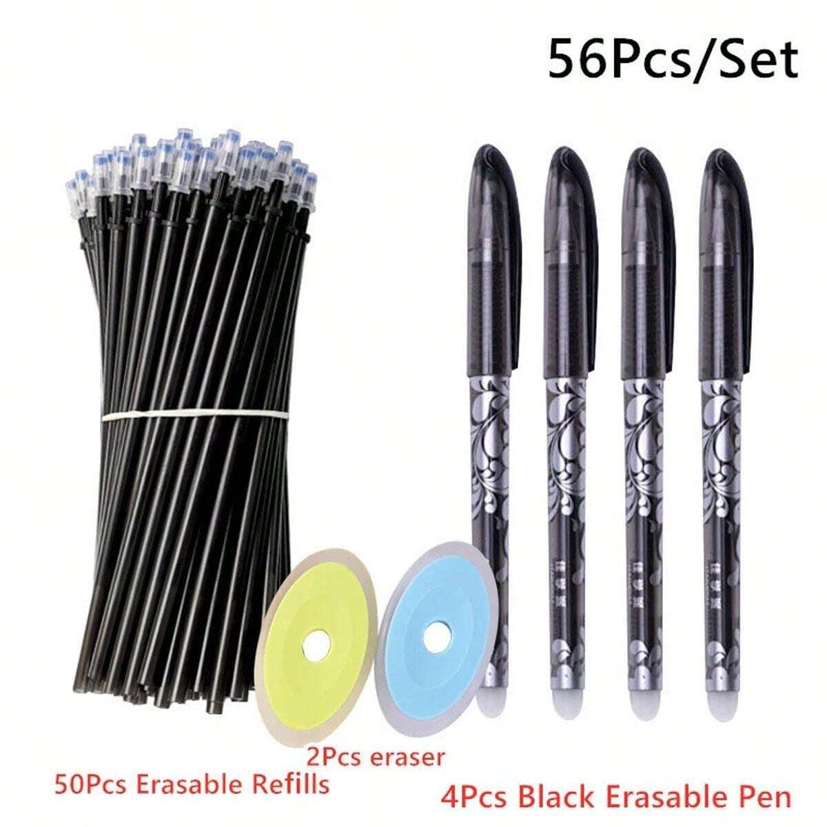 1 Set Of 56pcs Refillable Ballpoint Pens And Refills, 0.5mm Erasable ...