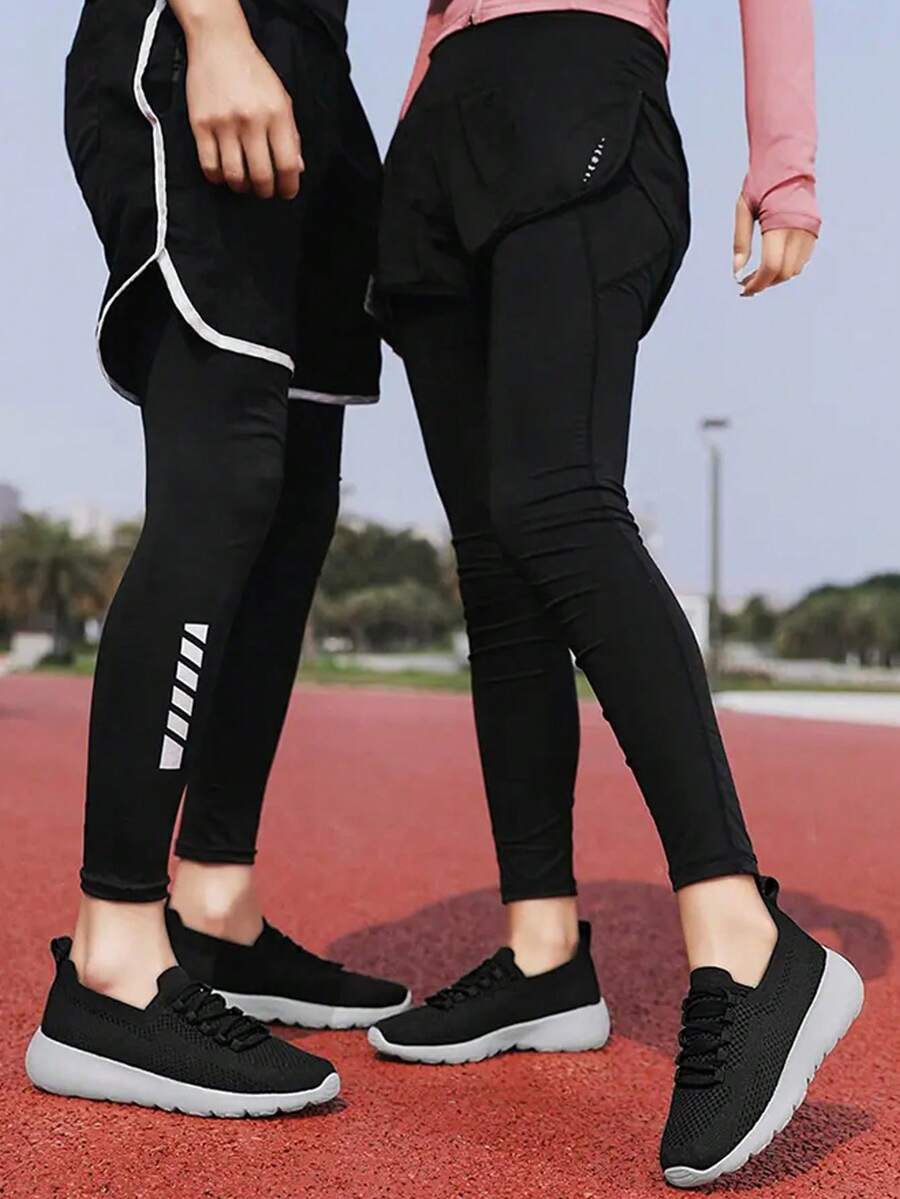 Couples Athletic Shoes, Lace-Up Running Shoes With Breathable Mesh For ...