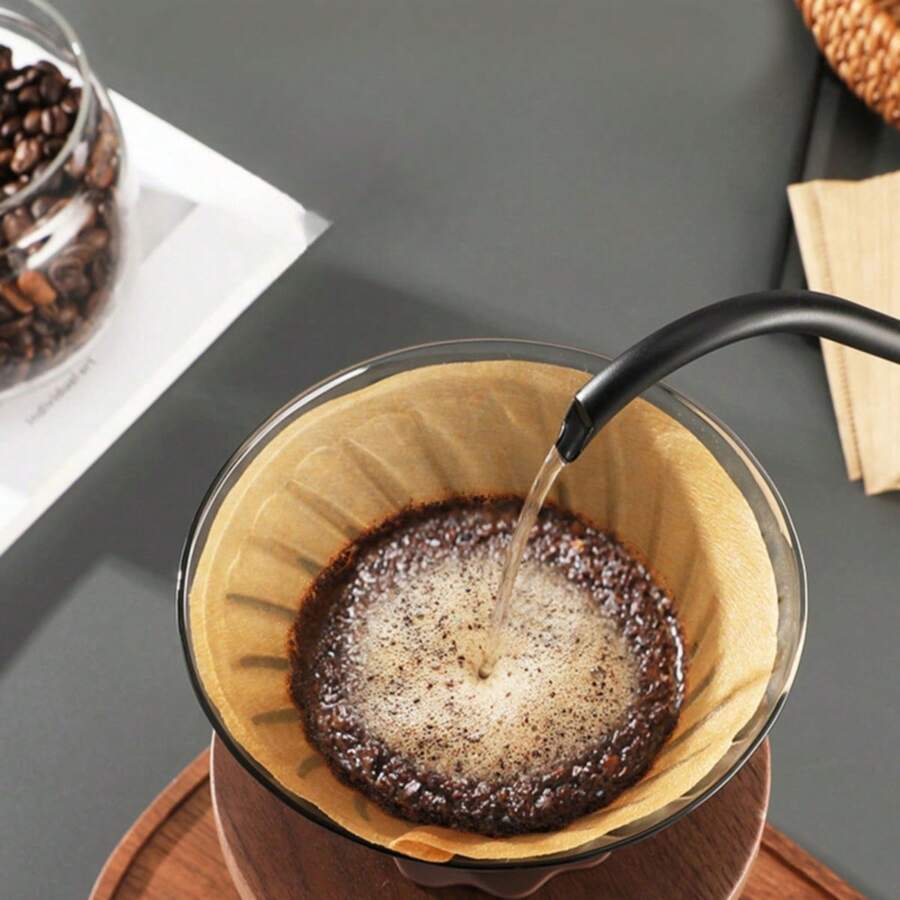 40pcs Wood Pulp Fan-Shaped Disposable Coffee Filter Paper, Cone-Shaped ...