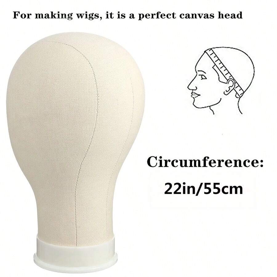 Canvas Wig Head Stand With Mannequin Head 22 Inch Canvas Head For Wigs ...